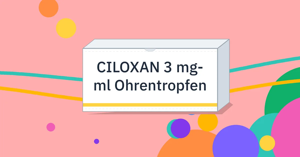 Symbolbild: Packung mit der Aufschrift CILOXAN 3 mg-ml Ohrentropfen (PZN 04153829) – Verfügbarkeit und Bezug in Apotheken in Frankfurt am Main