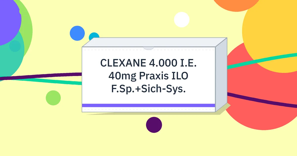 Symbolbild: Packung mit der Aufschrift CLEXANE 4.000 I.E. 40mg Praxis ILO F.Sp.+Sich-Sys. (PZN 03571909) – Verfügbarkeit und Bezug in Apotheken in Frankfurt am Main