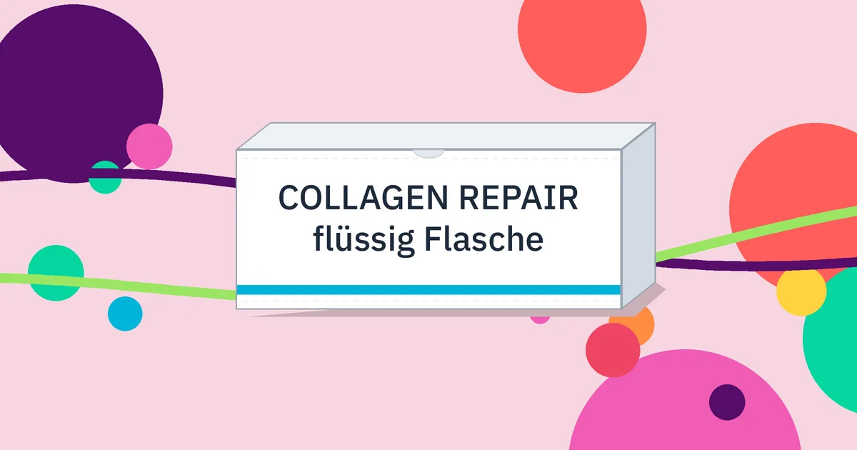 Symbolbild: Packung mit der Aufschrift COLLAGEN REPAIR flüssig Flasche (PZN 19269408) – Verfügbarkeit und Bezug in Apotheken in Frankfurt am Main