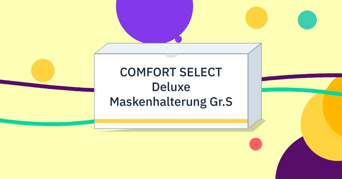 Symbolbild: Packung mit der Aufschrift COMFORT SELECT Deluxe Maskenhalterung Gr.S (PZN 00655646) – Verfügbarkeit und Bezug in Apotheken in Frankfurt am Main