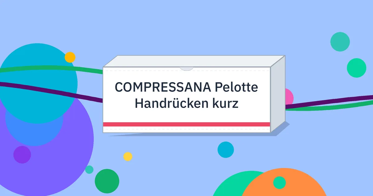 Symbolbild: Packung mit der Aufschrift COMPRESSANA Pelotte Handrücken kurz (PZN 09261877) – Verfügbarkeit und Bezug in Apotheken in Frankfurt am Main