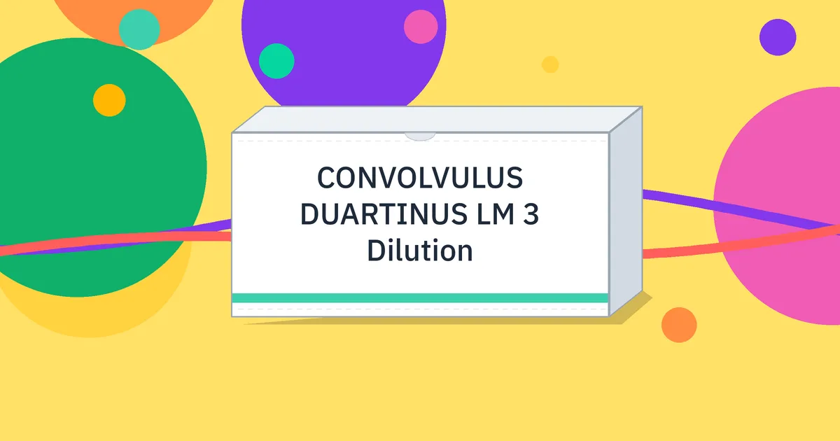 Symbolbild: Packung mit der Aufschrift CONVOLVULUS DUARTINUS LM 3 Dilution (PZN 13450532) – Verfügbarkeit und Bezug in Apotheken in Frankfurt am Main