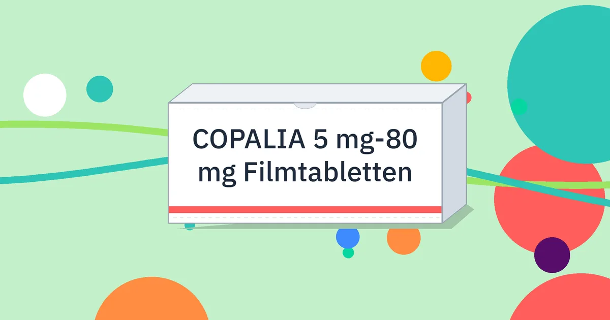 Symbolbild: Packung mit der Aufschrift COPALIA 5 mg-80 mg Filmtabletten (PZN 19187283) – Verfügbarkeit und Bezug in Apotheken in Frankfurt am Main