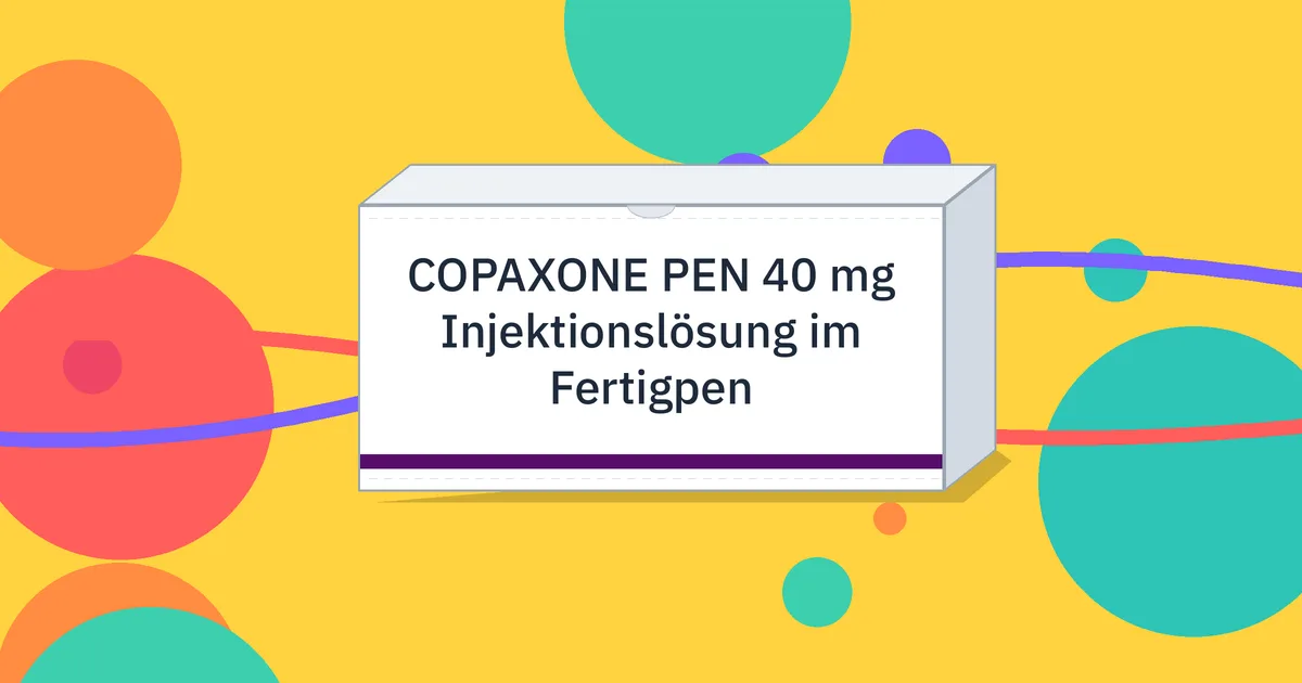 Symbolbild: Packung mit der Aufschrift COPAXONE PEN 40 mg Injektionslösung im Fertigpen (PZN 13694955) – Verfügbarkeit und Bezug in Apotheken in Frankfurt am Main