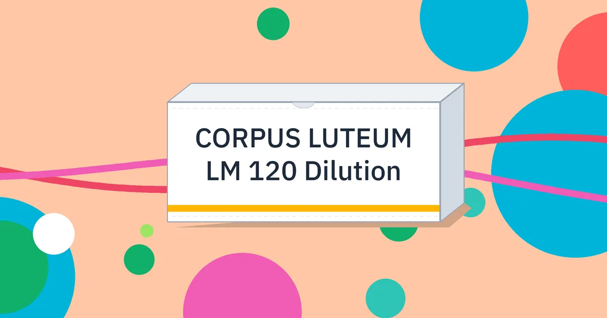 Symbolbild: Packung mit der Aufschrift CORPUS LUTEUM LM 120 Dilution (PZN 12835129) – Verfügbarkeit und Bezug in Apotheken in Frankfurt am Main