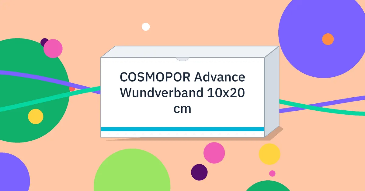 Symbolbild: Packung mit der Aufschrift COSMOPOR Advance Wundverband 10x20 cm (PZN 19730379) – Verfügbarkeit und Bezug in Apotheken in Frankfurt am Main