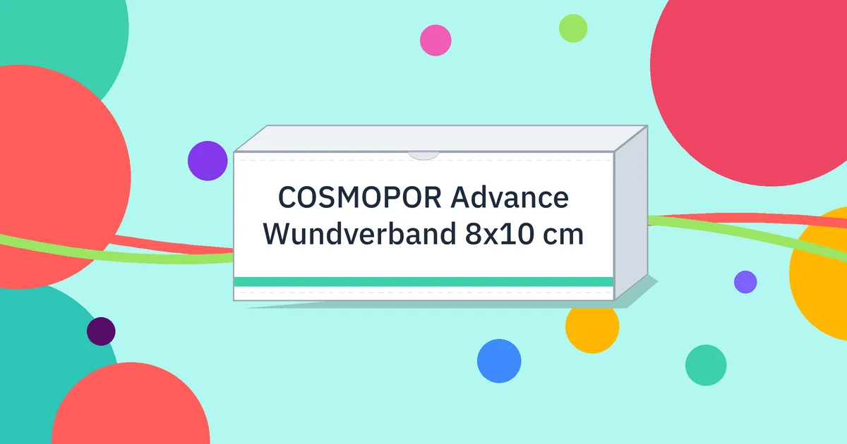 Symbolbild: Packung mit der Aufschrift COSMOPOR Advance Wundverband 8x10 cm (PZN 01847164) – Verfügbarkeit und Bezug in Apotheken in Frankfurt am Main