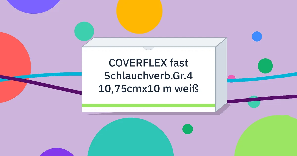 Symbolbild: Packung mit der Aufschrift COVERFLEX fast Schlauchverb.Gr.4 10,75cmx10 m weiß (PZN 15372658) – Verfügbarkeit und Bezug in Apotheken in Frankfurt am Main