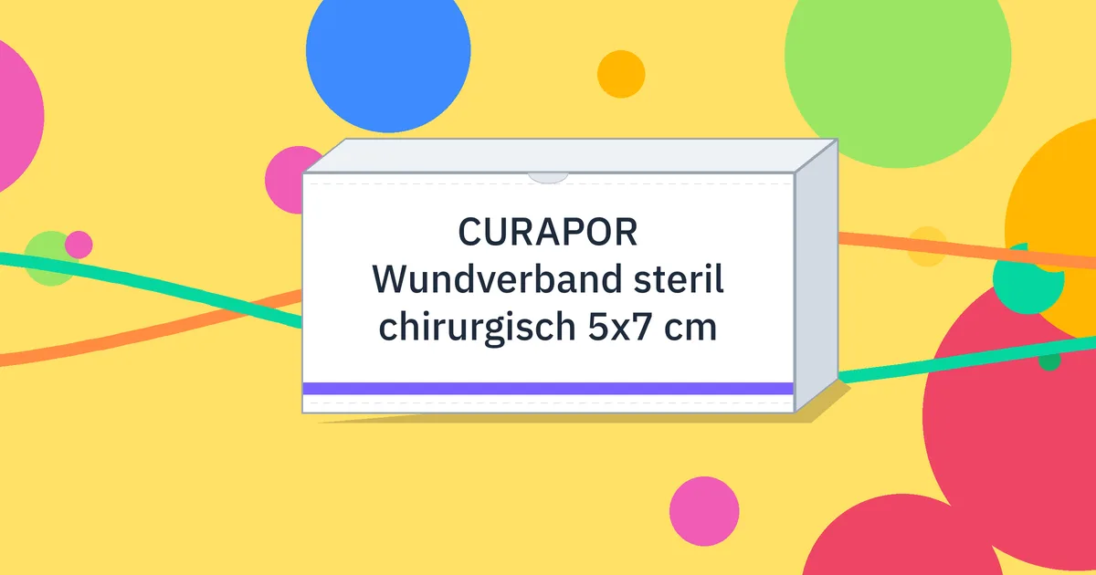 Symbolbild: Packung mit der Aufschrift CURAPOR Wundverband steril chirurgisch 5x7 cm (PZN 12585997) – Verfügbarkeit und Bezug in Apotheken in Frankfurt am Main
