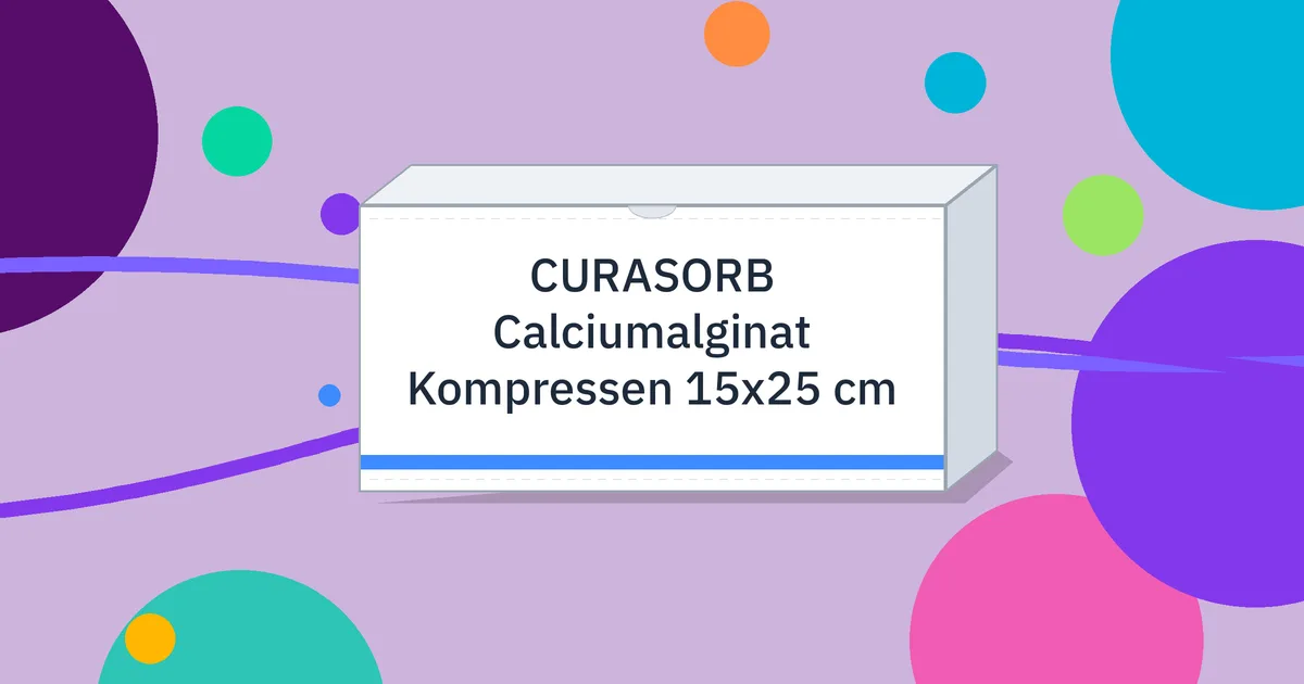 Symbolbild: Packung mit der Aufschrift CURASORB Calciumalginat Kompressen 15x25 cm (PZN 00020149) – Verfügbarkeit und Bezug in Apotheken in Frankfurt am Main
