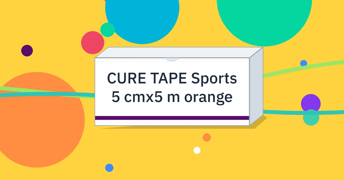 Symbolbild: Packung mit der Aufschrift CURE TAPE Sports 5 cmx5 m orange (PZN 12581568) – Verfügbarkeit und Bezug in Apotheken in Frankfurt am Main