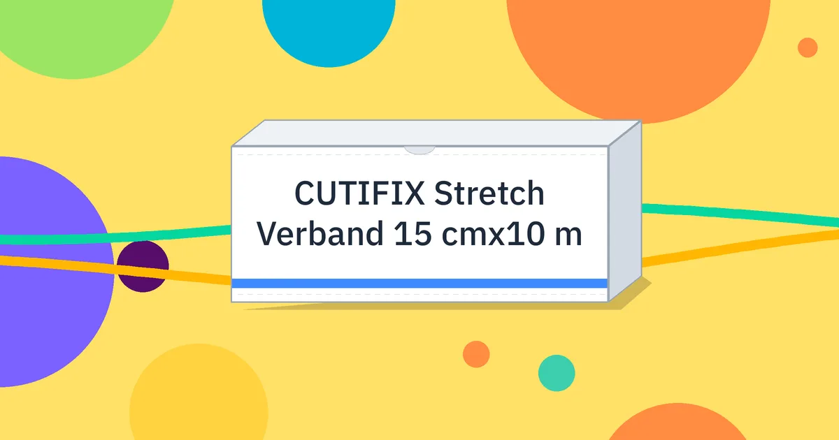 Symbolbild: Packung mit der Aufschrift CUTIFIX Stretch Verband 15 cmx10 m (PZN 04968827) – Verfügbarkeit und Bezug in Apotheken in Frankfurt am Main