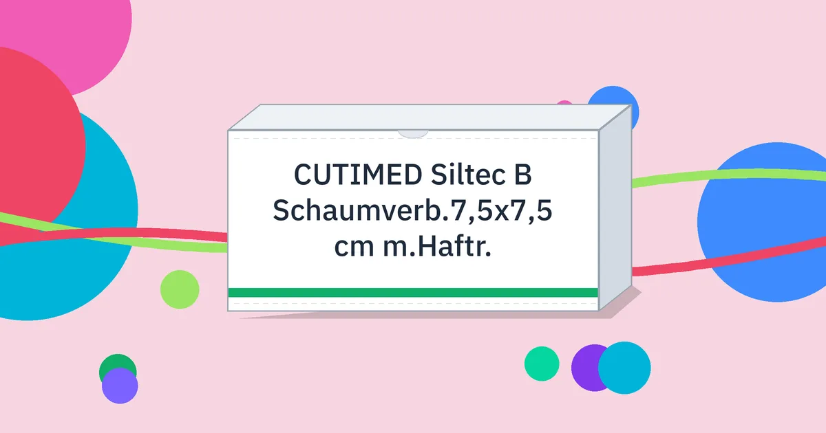 Symbolbild: Packung mit der Aufschrift CUTIMED Siltec B Schaumverb.7,5x7,5 cm m.Haftr. (PZN 07340650) – Verfügbarkeit und Bezug in Apotheken in Frankfurt am Main