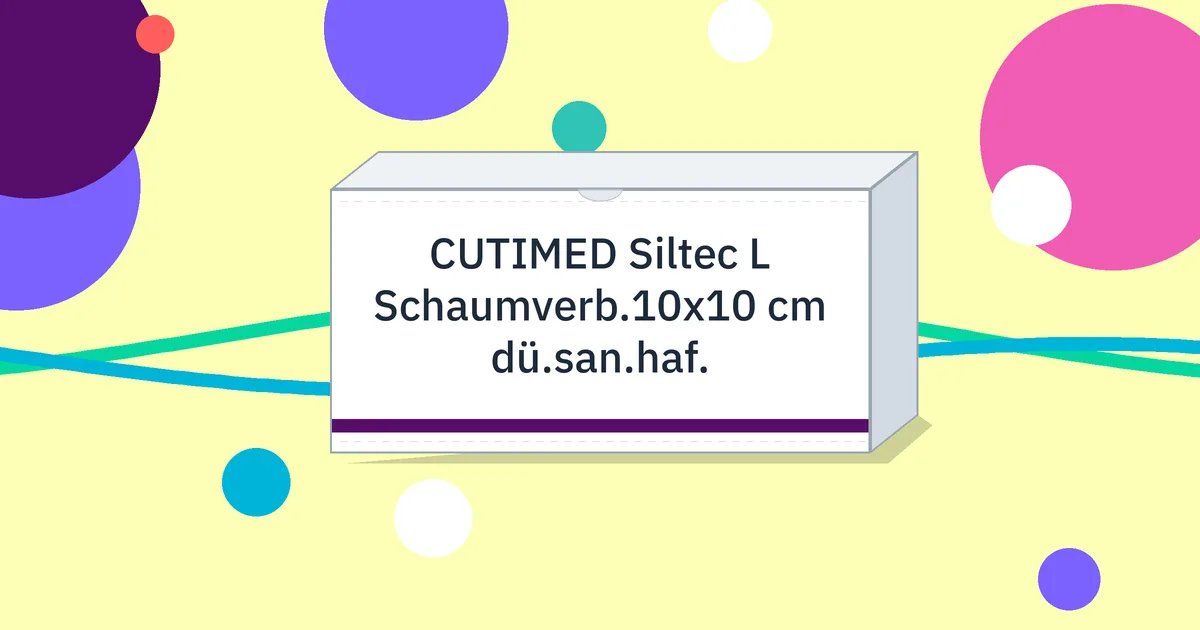 Symbolbild: Packung mit der Aufschrift CUTIMED Siltec L Schaumverb.10x10 cm dü.san.haf. (PZN 16828540) – Verfügbarkeit und Bezug in Apotheken in Frankfurt am Main