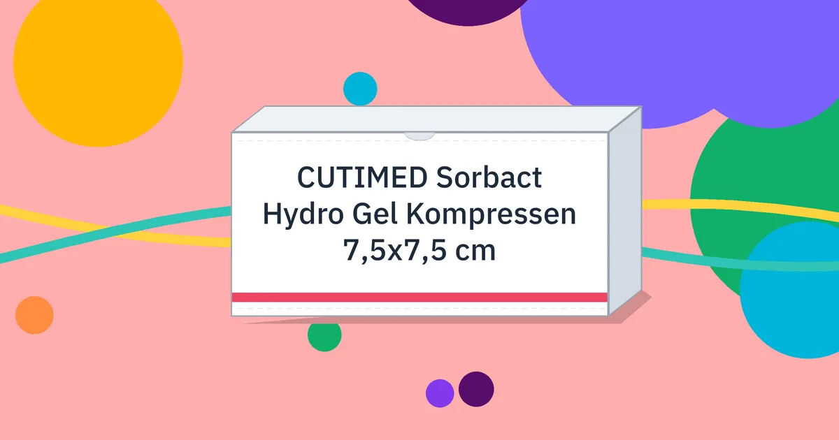 Symbolbild: Packung mit der Aufschrift CUTIMED Sorbact Hydro Gel Kompressen 7,5x7,5 cm (PZN 20135883) – Verfügbarkeit und Bezug in Apotheken in Frankfurt am Main