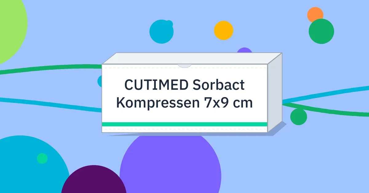 Symbolbild: Packung mit der Aufschrift CUTIMED Sorbact Kompressen 7x9 cm (PZN 13881060) – Verfügbarkeit und Bezug in Apotheken in Frankfurt am Main