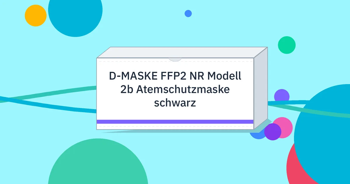 Symbolbild: Packung mit der Aufschrift D-MASKE FFP2 NR Modell 2b Atemschutzmaske schwarz (PZN 18401892) – Verfügbarkeit und Bezug in Apotheken in Frankfurt am Main