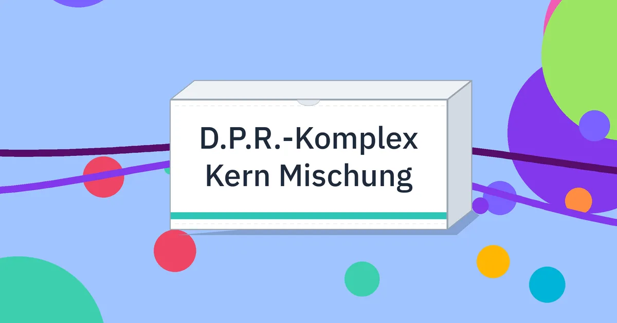 Symbolbild: Packung mit der Aufschrift D.P.R.-Komplex Kern Mischung (PZN 00324814) – Verfügbarkeit und Bezug in Apotheken in Frankfurt am Main
