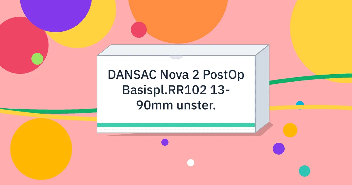 Symbolbild: Packung mit der Aufschrift DANSAC Nova 2 PostOp Basispl.RR102 13-90mm unster. (PZN 04311926) – Verfügbarkeit und Bezug in Apotheken in Frankfurt am Main