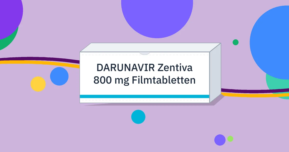 Symbolbild: Packung mit der Aufschrift DARUNAVIR Zentiva 800 mg Filmtabletten (PZN 14313613) – Verfügbarkeit und Bezug in Apotheken in Frankfurt am Main