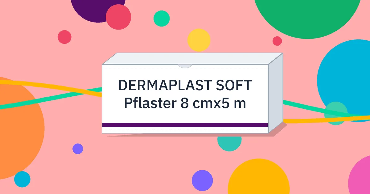Symbolbild: Packung mit der Aufschrift DERMAPLAST SOFT Pflaster 8 cmx5 m (PZN 16600073) – Verfügbarkeit und Bezug in Apotheken in Frankfurt am Main