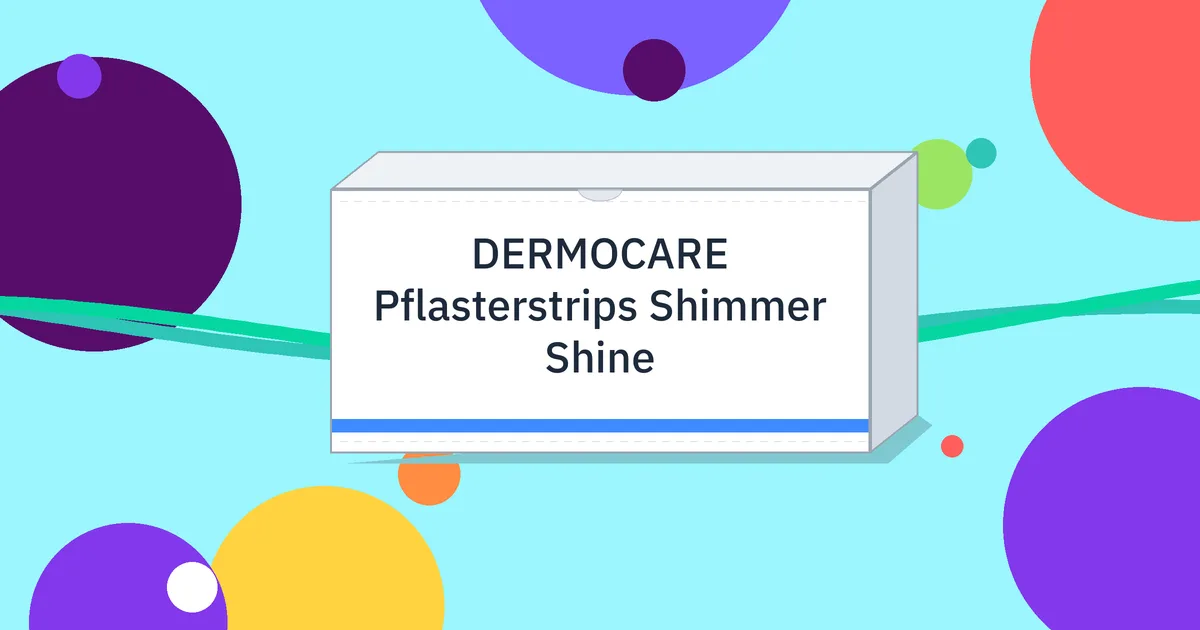 Symbolbild: Packung mit der Aufschrift DERMOCARE Pflasterstrips Shimmer Shine (PZN 14328543) – Verfügbarkeit und Bezug in Apotheken in Frankfurt am Main