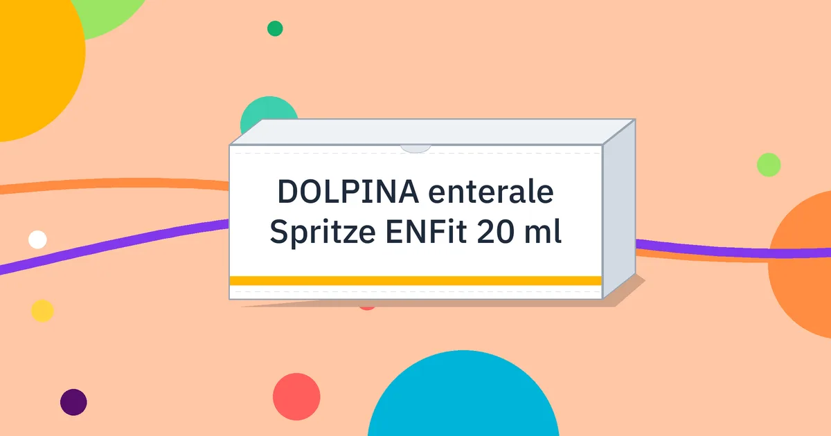 Symbolbild: Packung mit der Aufschrift DOLPINA enterale Spritze ENFit 20 ml (PZN 15784616) – Verfügbarkeit und Bezug in Apotheken in Frankfurt am Main