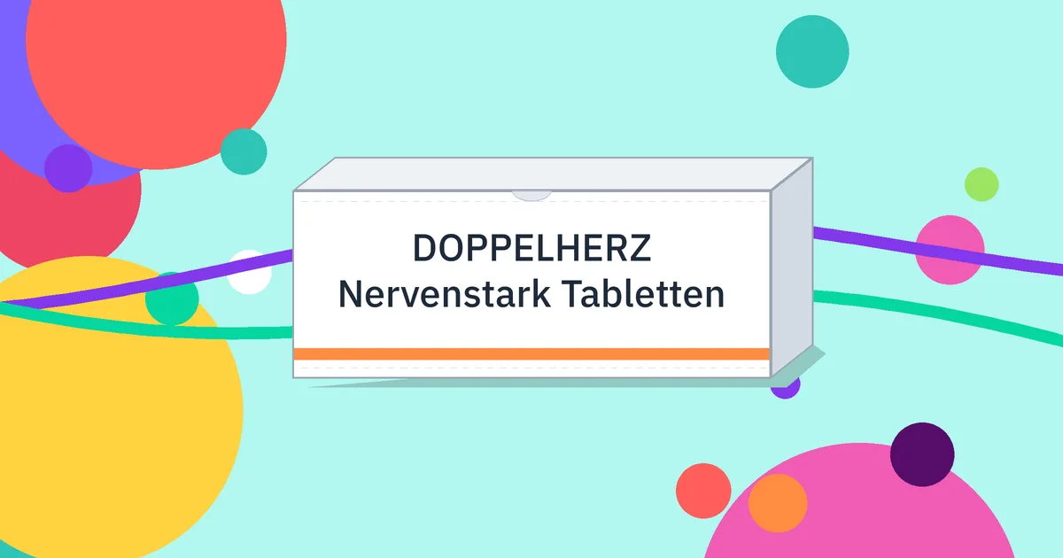 Symbolbild: Packung mit der Aufschrift DOPPELHERZ Nervenstark Tabletten (PZN 15638091) – Verfügbarkeit und Bezug in Apotheken in Frankfurt am Main