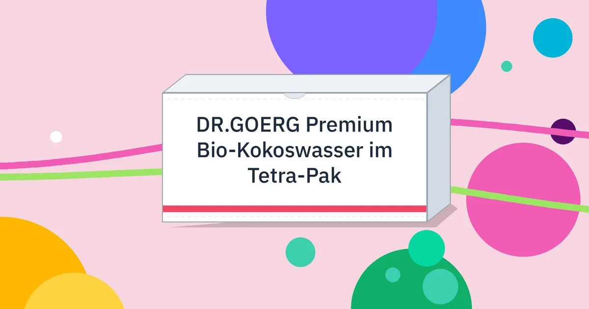 Symbolbild: Packung mit der Aufschrift DR.GOERG Premium Bio-Kokoswasser im Tetra-Pak (PZN 11559058) – Verfügbarkeit und Bezug in Apotheken in Frankfurt am Main