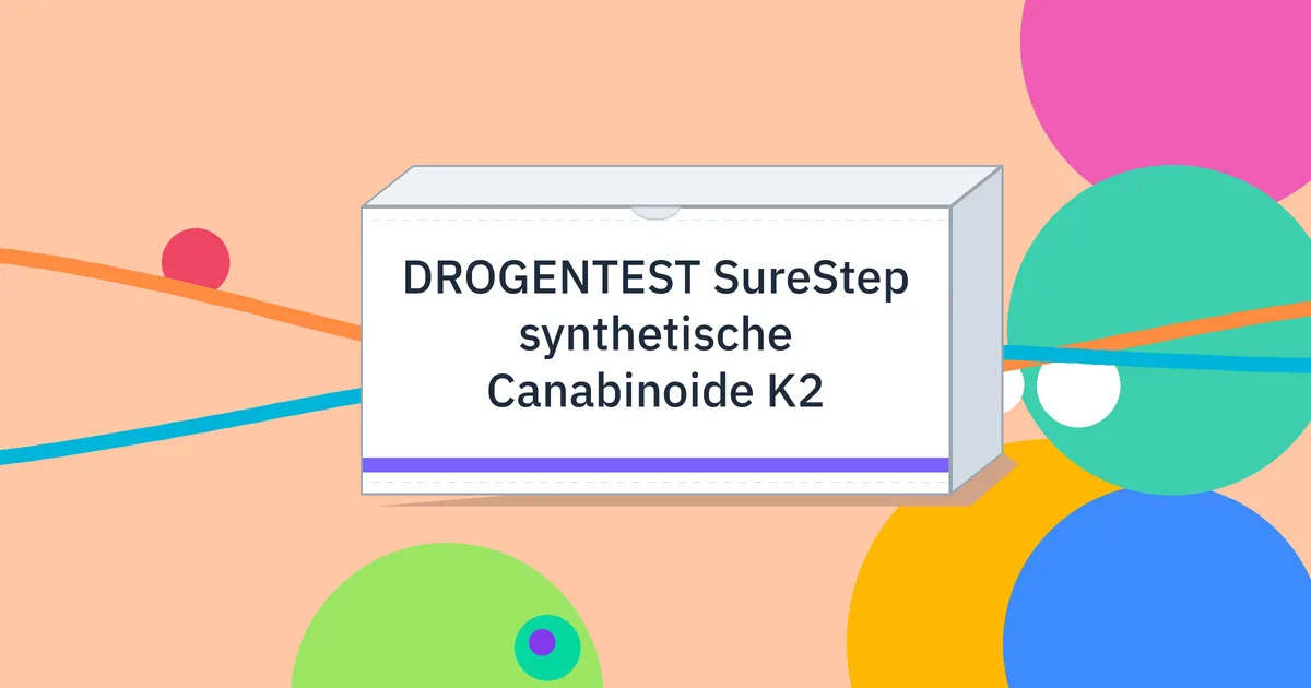 Symbolbild: Packung mit der Aufschrift DROGENTEST SureStep synthetische Canabinoide K2 (PZN 16573608) – Verfügbarkeit und Bezug in Apotheken in Frankfurt am Main