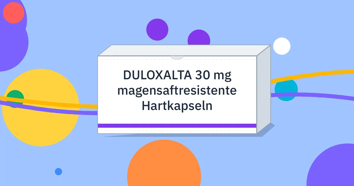Symbolbild: Packung mit der Aufschrift DULOXALTA 30 mg magensaftresistente Hartkapseln (PZN 10953988) – Verfügbarkeit und Bezug in Apotheken in Frankfurt am Main