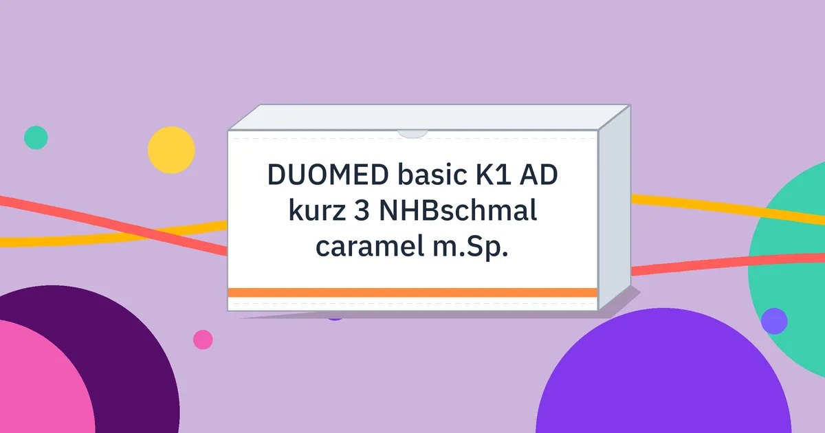 Symbolbild: Packung mit der Aufschrift DUOMED basic K1 AD kurz 3 NHBschmal caramel m.Sp. (PZN 20904318) – Verfügbarkeit und Bezug in Apotheken in Frankfurt am Main
