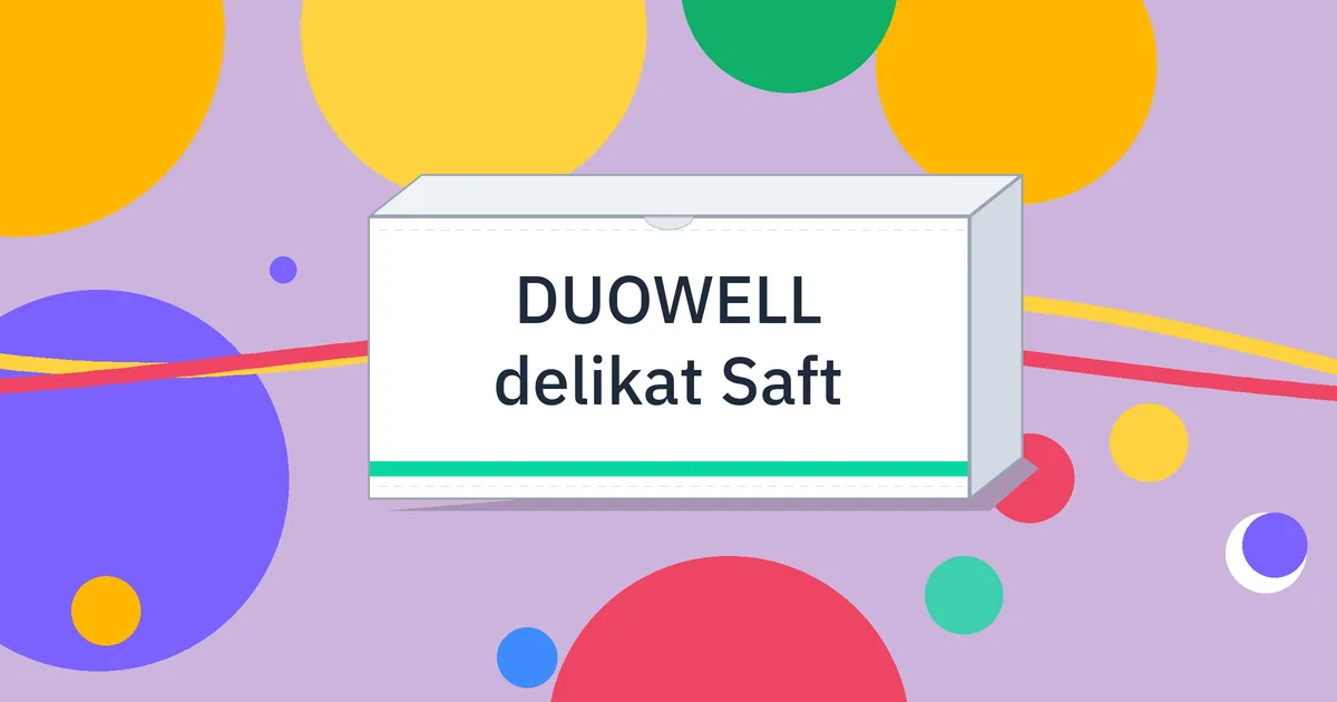 Symbolbild: Packung mit der Aufschrift DUOWELL delikat Saft (PZN 10409322) – Verfügbarkeit und Bezug in Apotheken in Frankfurt am Main