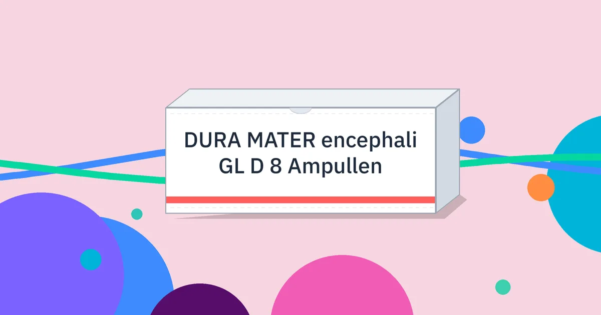 Symbolbild: Packung mit der Aufschrift DURA MATER encephali GL D 8 Ampullen (PZN 02920271) – Verfügbarkeit und Bezug in Apotheken in Frankfurt am Main