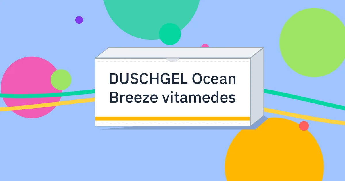 Symbolbild: Packung mit der Aufschrift DUSCHGEL Ocean Breeze vitamedes (PZN 19780213) – Verfügbarkeit und Bezug in Apotheken in Frankfurt am Main