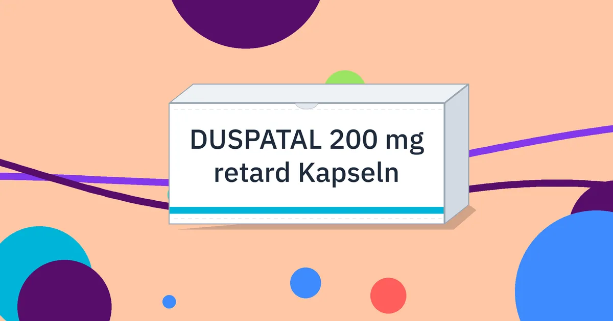 Symbolbild: Packung mit der Aufschrift DUSPATAL 200 mg retard Kapseln (PZN 00790806) – Verfügbarkeit und Bezug in Apotheken in Frankfurt am Main