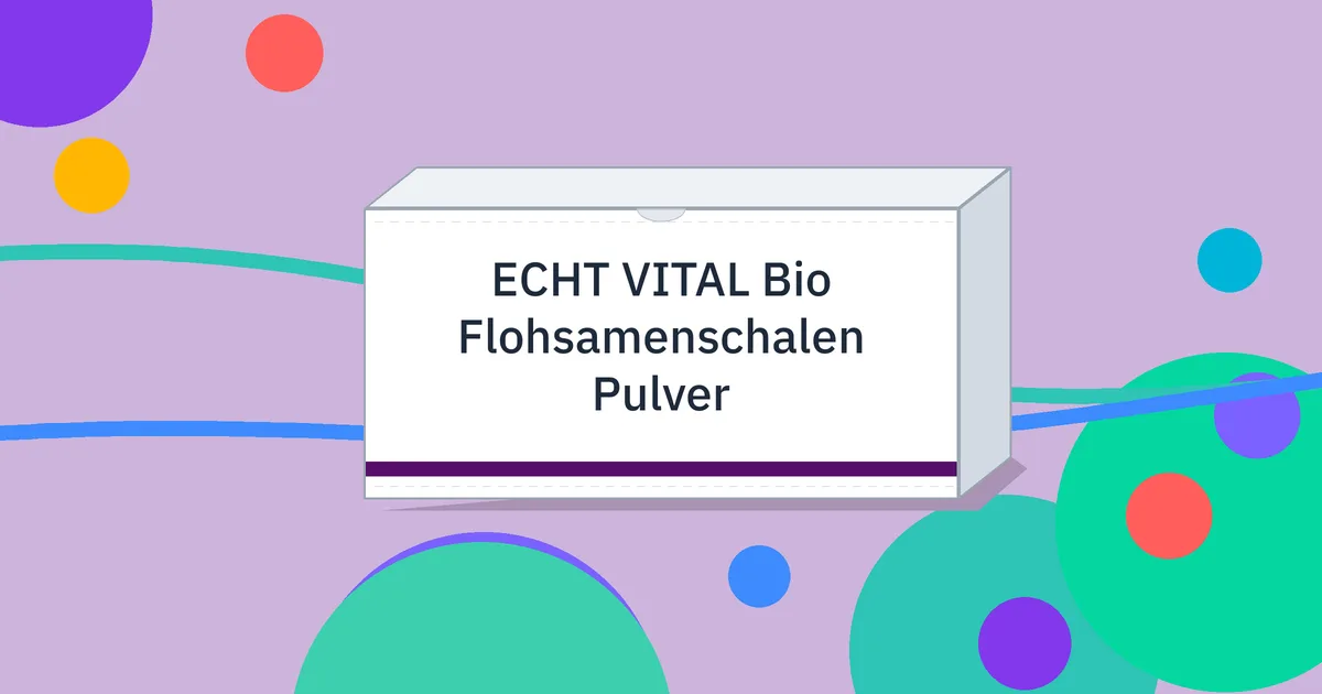 Symbolbild: Packung mit der Aufschrift ECHT VITAL Bio Flohsamenschalen Pulver (PZN 12728712) – Verfügbarkeit und Bezug in Apotheken in Frankfurt am Main