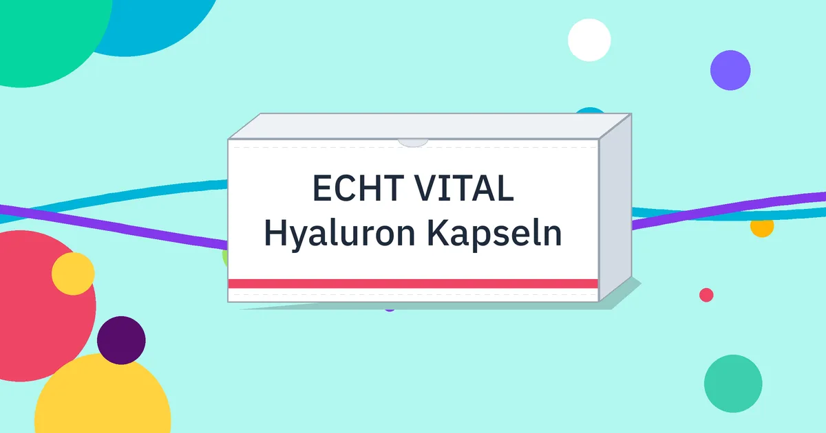 Symbolbild: Packung mit der Aufschrift ECHT VITAL Hyaluron Kapseln (PZN 16830206) – Verfügbarkeit und Bezug in Apotheken in Frankfurt am Main