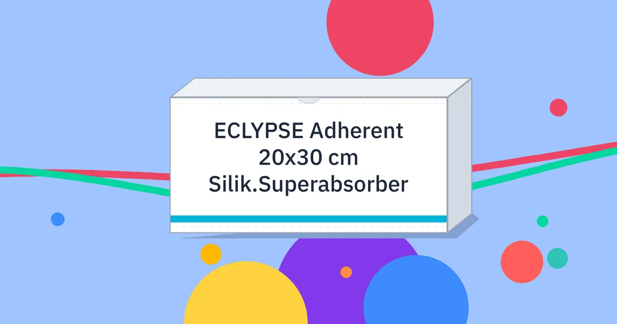 Symbolbild: Packung mit der Aufschrift ECLYPSE Adherent 20x30 cm Silik.Superabsorber (PZN 14324315) – Verfügbarkeit und Bezug in Apotheken in Frankfurt am Main