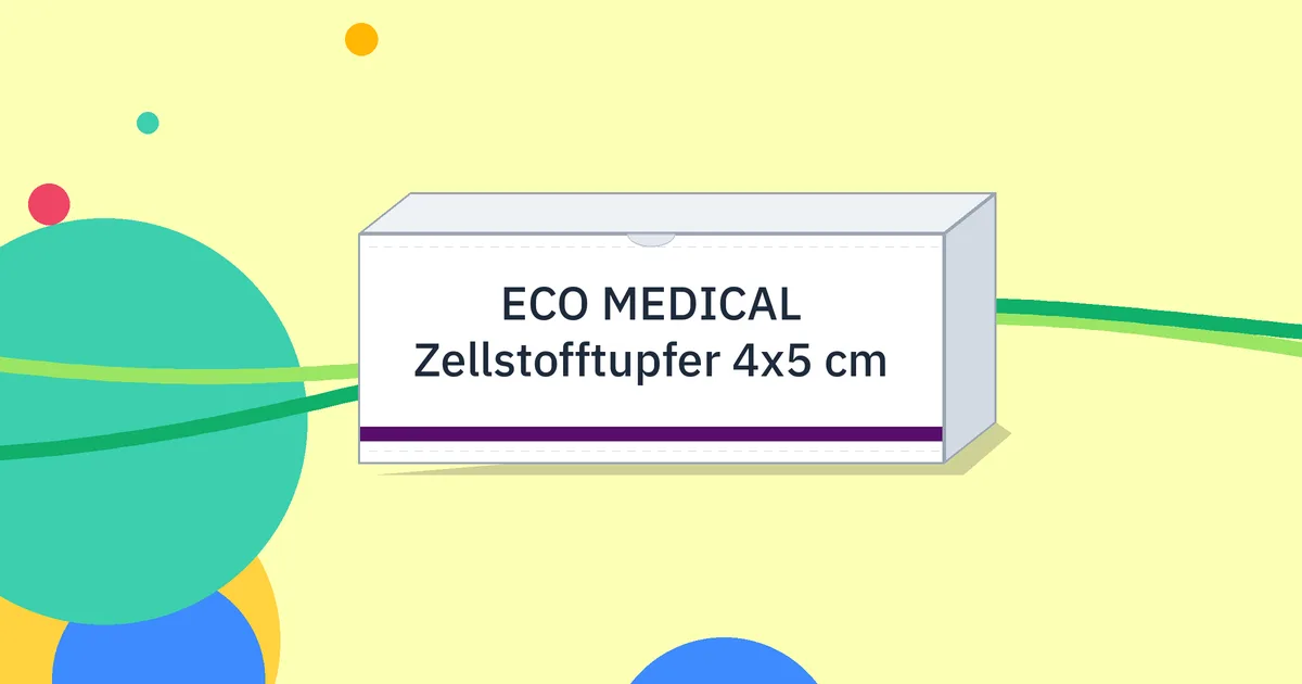 Symbolbild: Packung mit der Aufschrift ECO MEDICAL Zellstofftupfer 4x5 cm (PZN 00755230) – Verfügbarkeit und Bezug in Apotheken in Frankfurt am Main