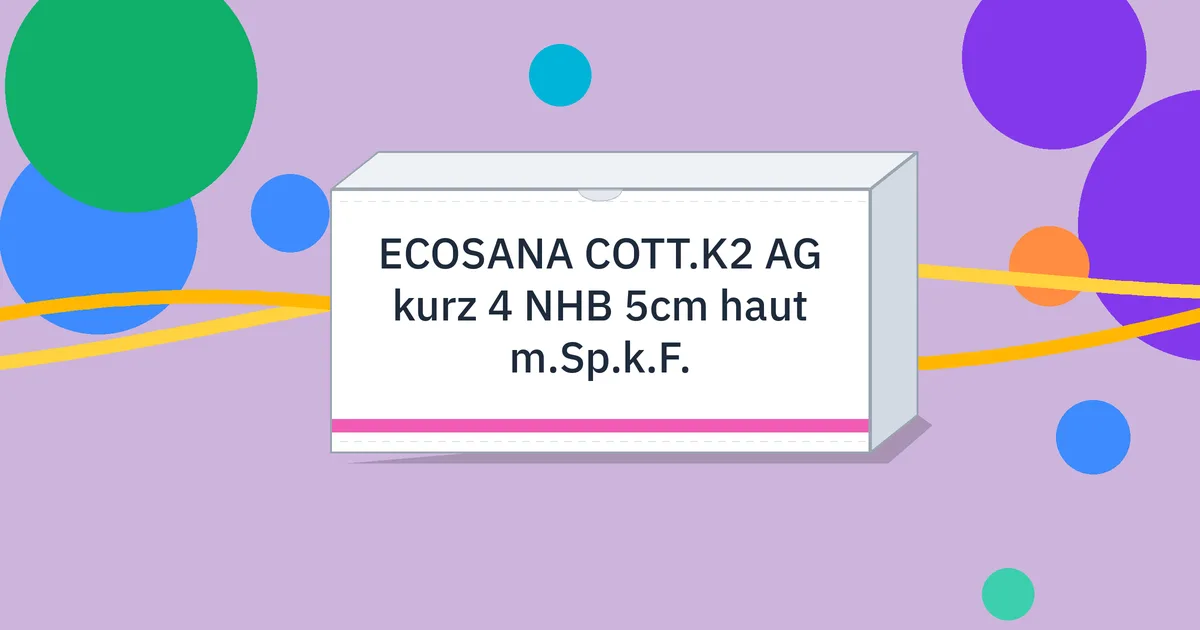Symbolbild: Packung mit der Aufschrift ECOSANA COTT.K2 AG kurz 4 NHB 5cm haut m.Sp.k.F. (PZN 16950040) – Verfügbarkeit und Bezug in Apotheken in Frankfurt am Main