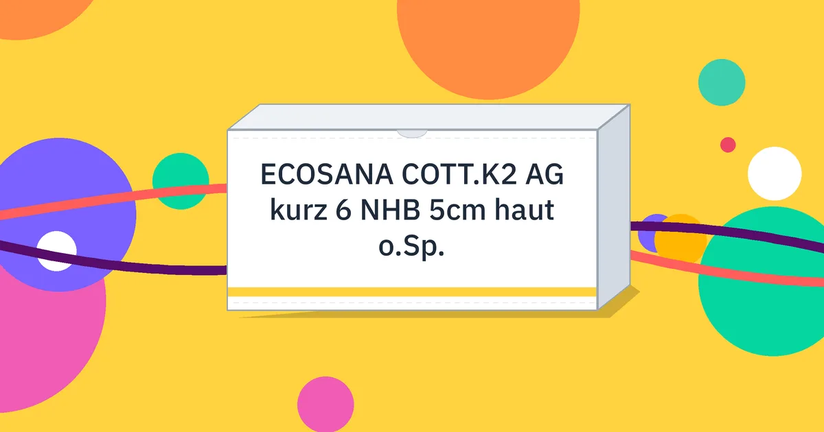 Symbolbild: Packung mit der Aufschrift ECOSANA COTT.K2 AG kurz 6 NHB 5cm haut o.Sp. (PZN 16950910) – Verfügbarkeit und Bezug in Apotheken in Frankfurt am Main