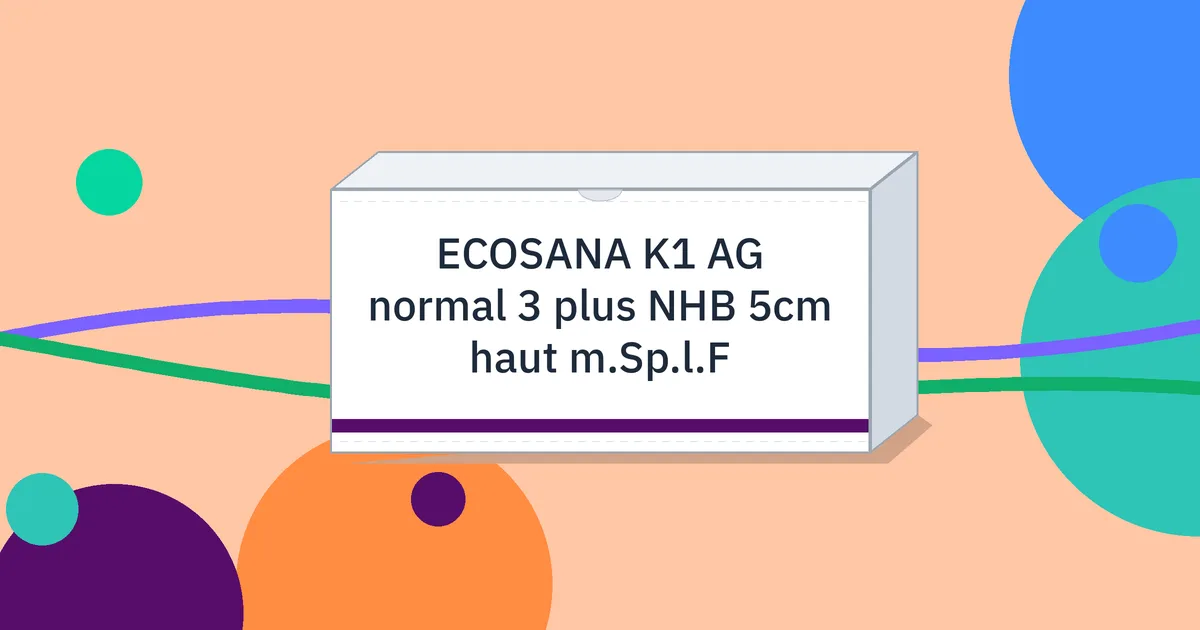 Symbolbild: Packung mit der Aufschrift ECOSANA K1 AG normal 3 plus NHB 5cm haut m.Sp.l.F (PZN 04727868) – Verfügbarkeit und Bezug in Apotheken in Frankfurt am Main