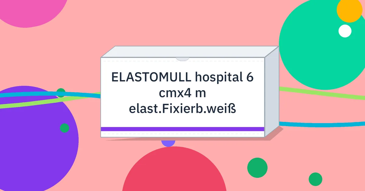 Symbolbild: Packung mit der Aufschrift ELASTOMULL hospital 6 cmx4 m elast.Fixierb.weiß (PZN 16027337) – Verfügbarkeit und Bezug in Apotheken in Frankfurt am Main