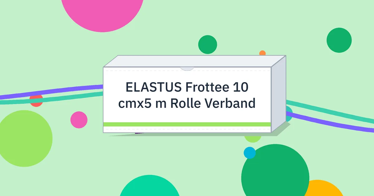 Symbolbild: Packung mit der Aufschrift ELASTUS Frottee 10 cmx5 m Rolle Verband (PZN 00750801) – Verfügbarkeit und Bezug in Apotheken in Frankfurt am Main