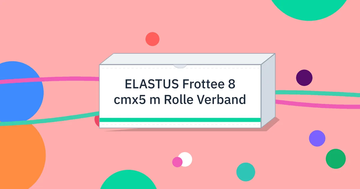 Symbolbild: Packung mit der Aufschrift ELASTUS Frottee 8 cmx5 m Rolle Verband (PZN 00750586) – Verfügbarkeit und Bezug in Apotheken in Frankfurt am Main