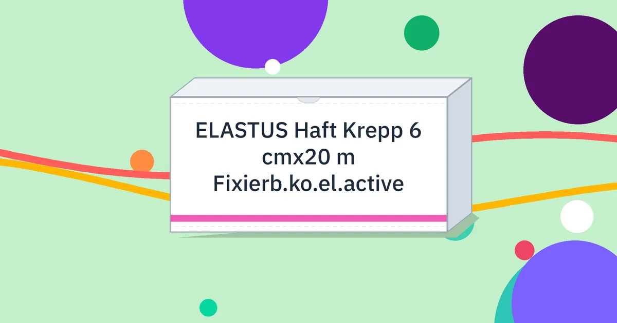 Symbolbild: Packung mit der Aufschrift ELASTUS Haft Krepp 6 cmx20 m Fixierb.ko.el.active (PZN 01668289) – Verfügbarkeit und Bezug in Apotheken in Frankfurt am Main