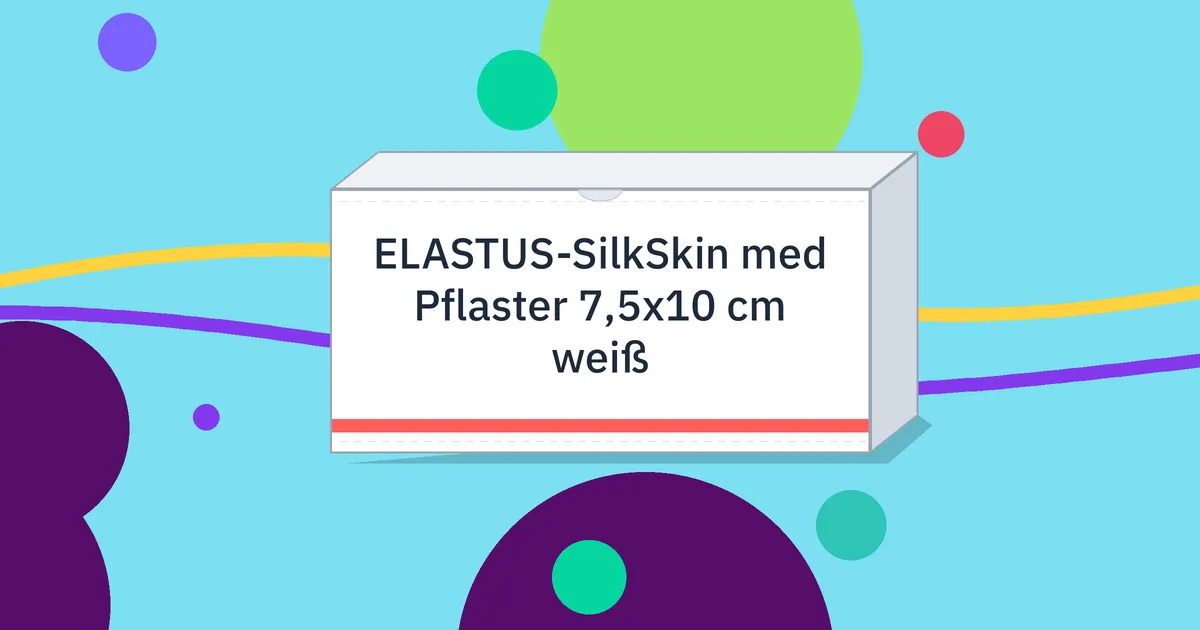Symbolbild: Packung mit der Aufschrift ELASTUS-SilkSkin med Pflaster 7,5x10 cm weiß (PZN 09115360) – Verfügbarkeit und Bezug in Apotheken in Frankfurt am Main
