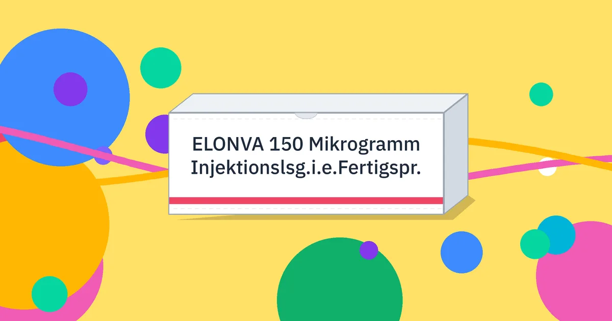 Symbolbild: Packung mit der Aufschrift ELONVA 150 Mikrogramm Injektionslsg.i.e.Fertigspr. (PZN 17569419) – Verfügbarkeit und Bezug in Apotheken in Frankfurt am Main