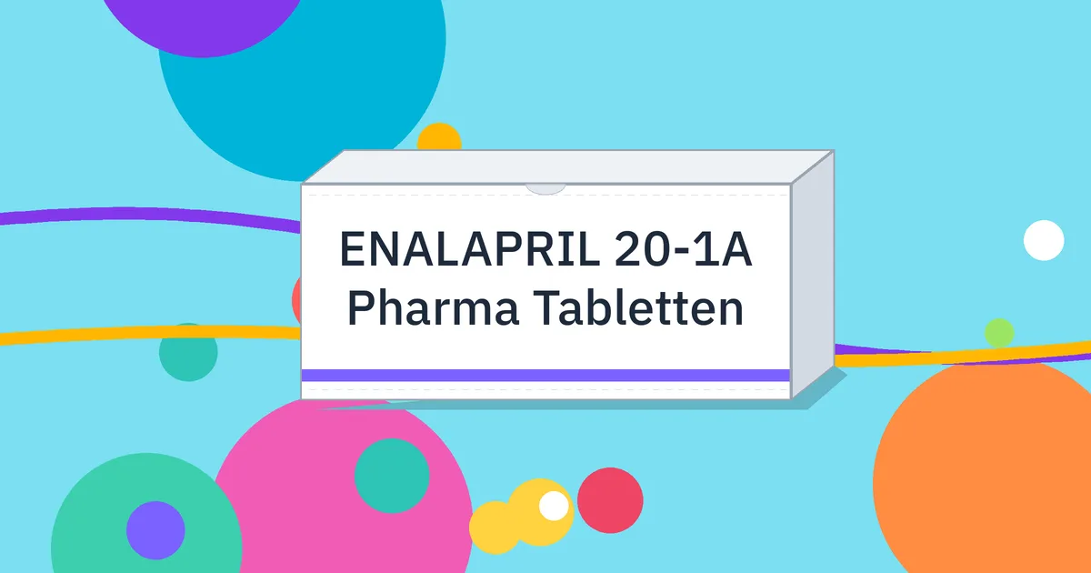 Symbolbild: Packung mit der Aufschrift ENALAPRIL 20-1A Pharma Tabletten (PZN 03682106) – Verfügbarkeit und Bezug in Apotheken in Frankfurt am Main